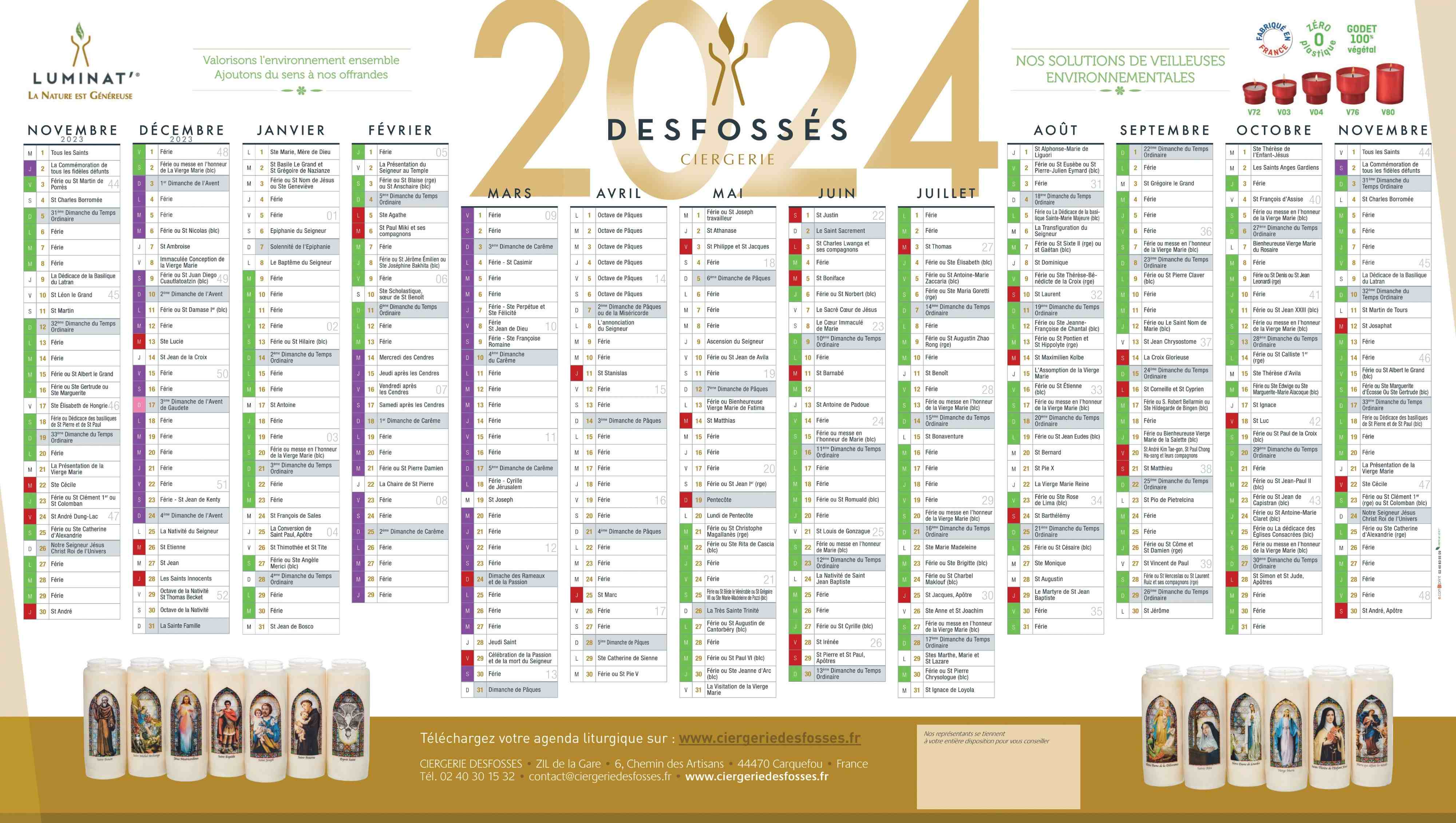Calendrier liturgique 2024, un guide spirituel tout au long de l'année ...