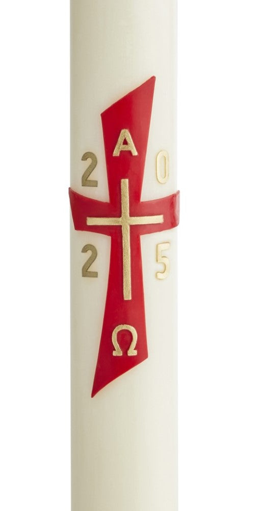 Cierge de Pâques décor Croix Rouge - cire classique ou abeille #Réf 15 ...