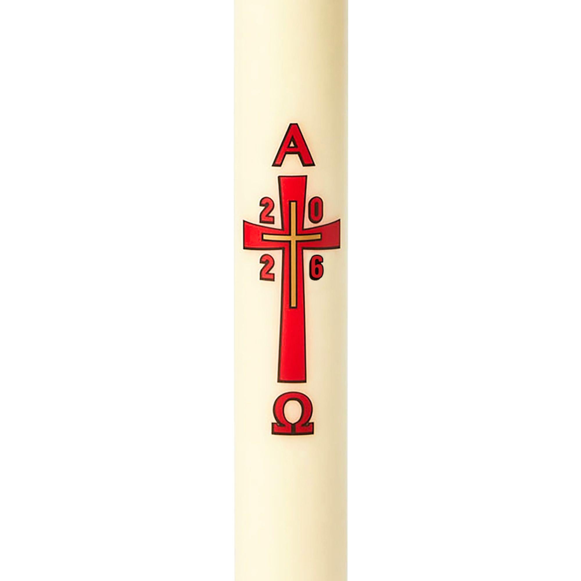 Cierge pascal décor Croix rouge et or - Fabrication artisanale ...