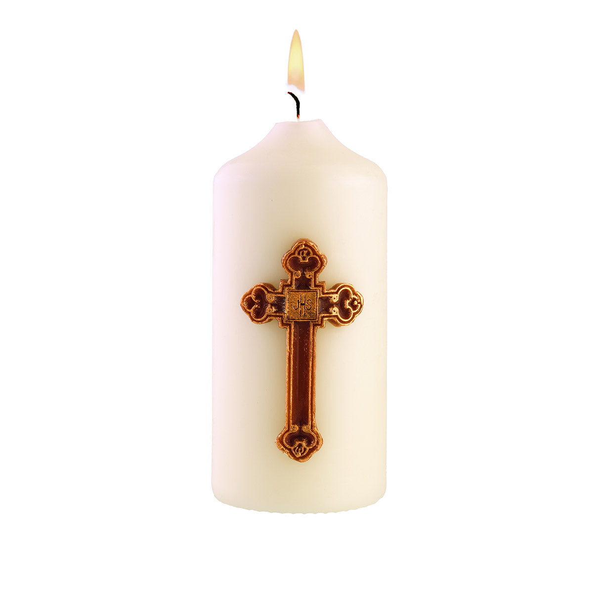 Cierge de baptême 11 cm "Croix grégorienne" blanc cassé ambre (x18 ...