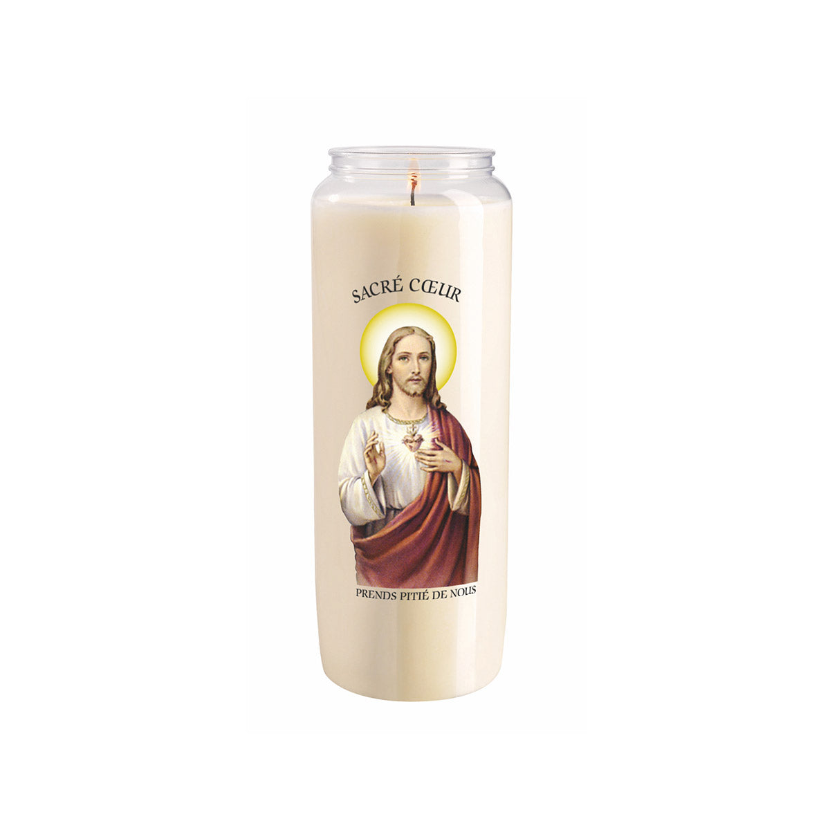 Bougie neuvaine effigie Sacré Coeur - Cire végétale - | Ciergerie ...