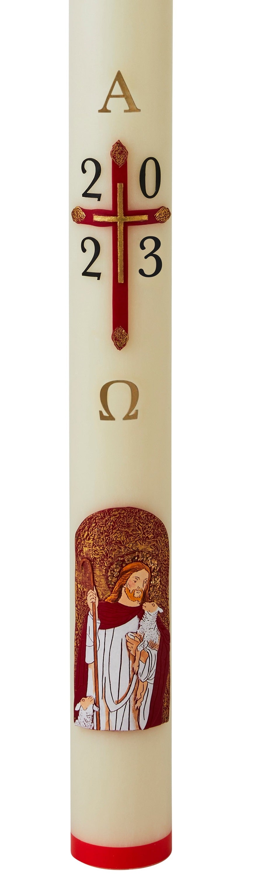 Cierge Pascal "Croix Christ Bon Berger" - cire classique ou abeille mi ...